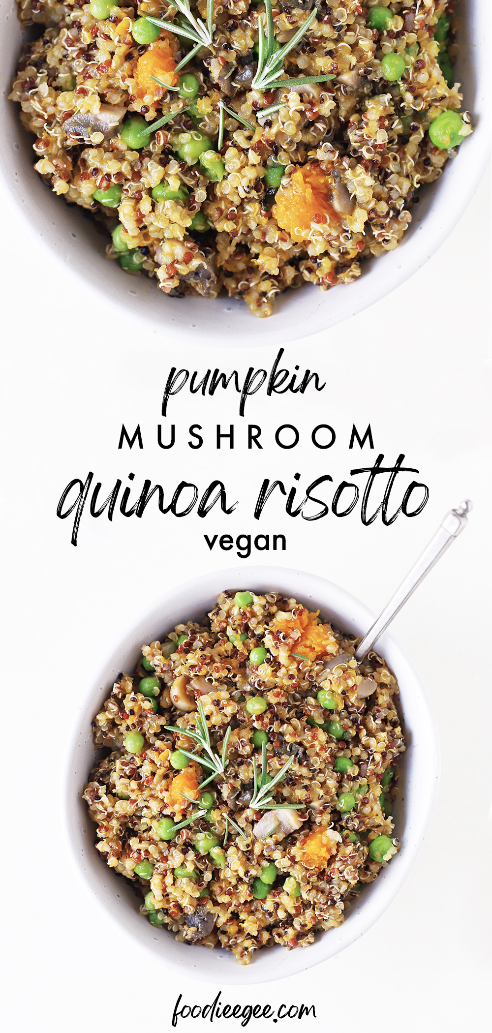 Easy Pumpkin Mushroom Quinoa Risotto (Vegan) ⋆ FoodieeGee