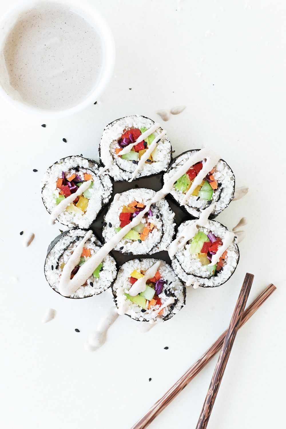 Raw Vegan Cauliflower Rice Sushi (Gluten free, Keto) ⋆ FoodieeGee
